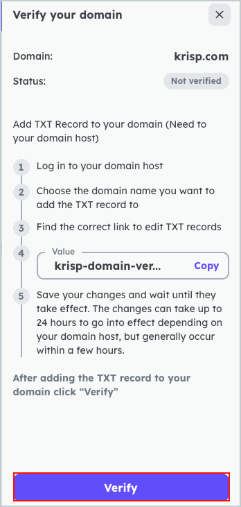 Verify your domain – Krisp Help