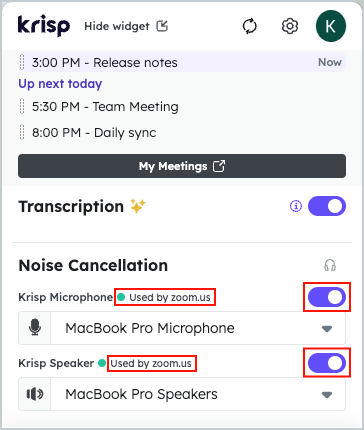 Is Krisp removing the noise during my meetings? – Krisp Help