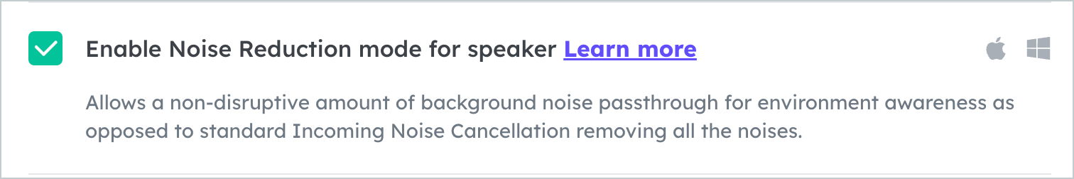 Noise Reduction mode for speaker – Krisp Help