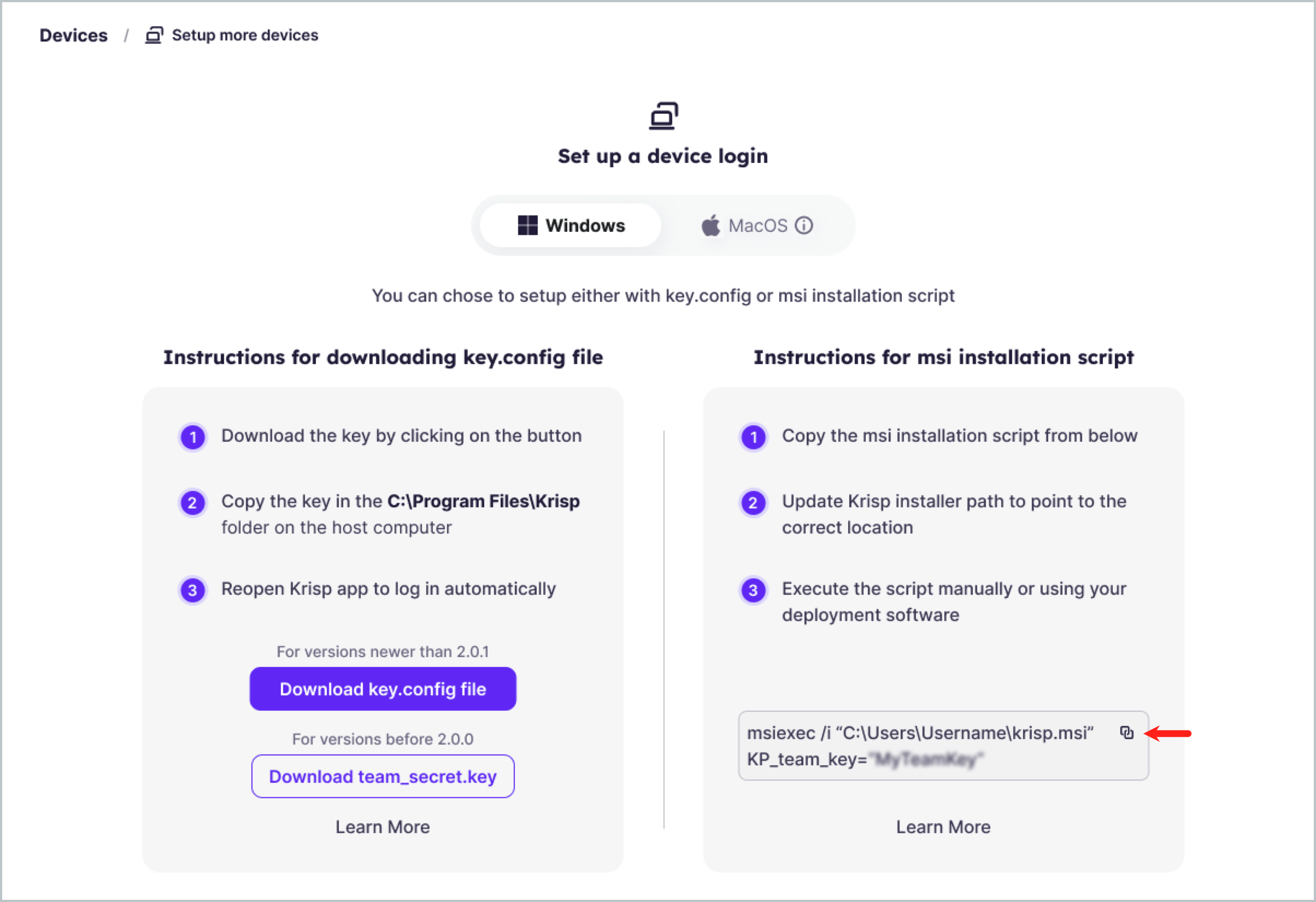 Configure Krisp device-login team – Krisp Help