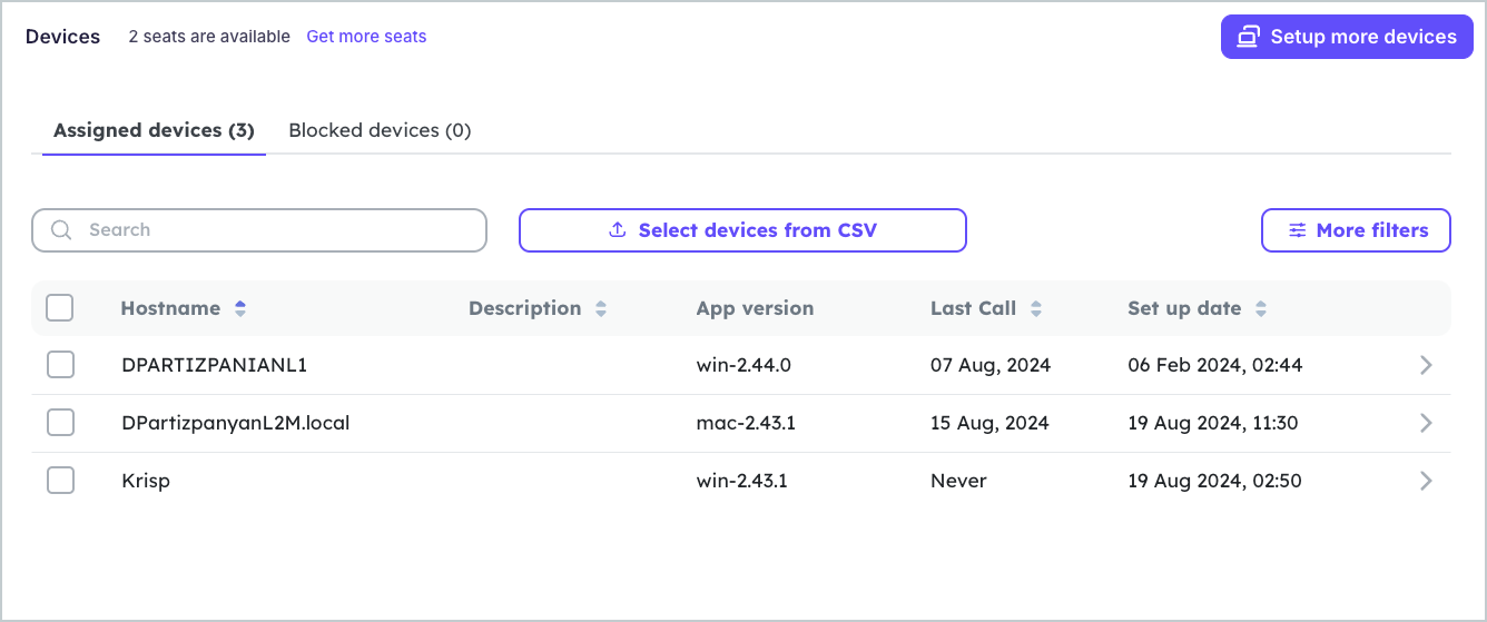 Devices page in Admin Portal – Krisp Help