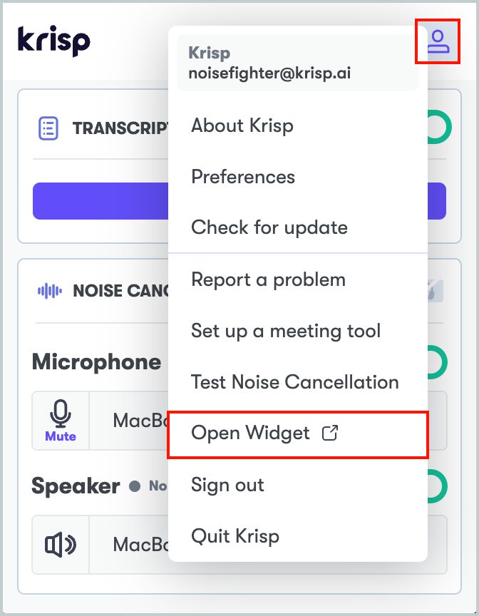 Using Krisp Widget – Krisp Help